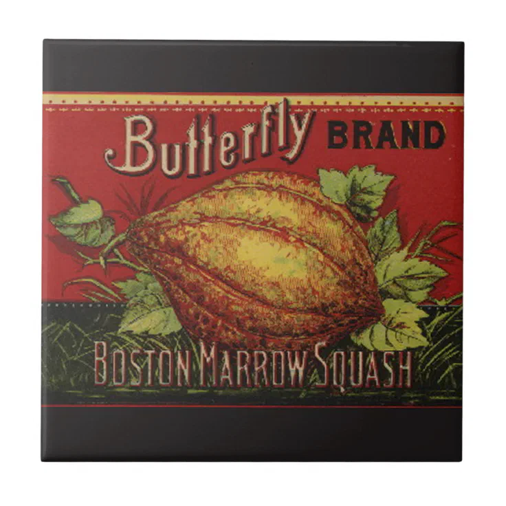 Squash Antique Vegetable Label Can Ceramic Tile | Zazzle