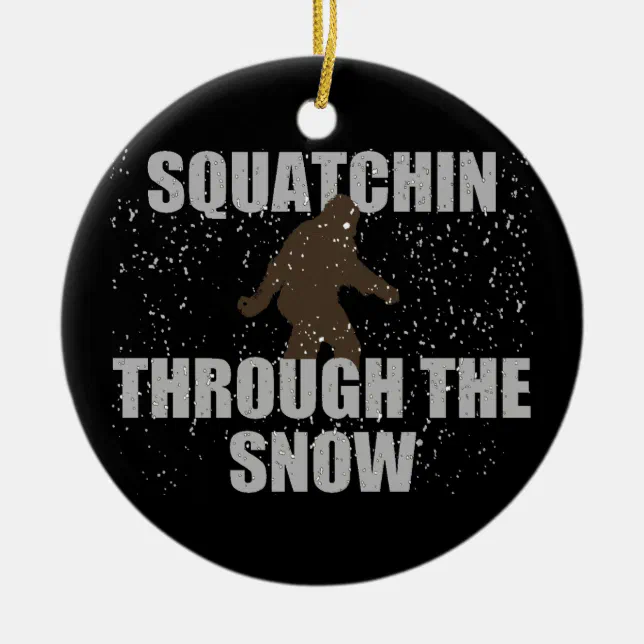 Squatchin Through The Snow Sasquatch Ornament | Zazzle