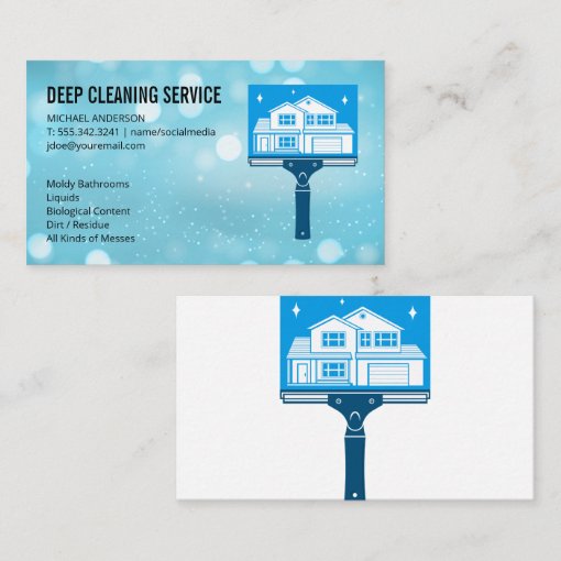 Squeegee Home Logo | Deep Cleaning Business Card | Zazzle