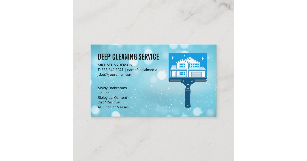 Squeegee Home Logo | Deep Cleaning Business Card | Zazzle