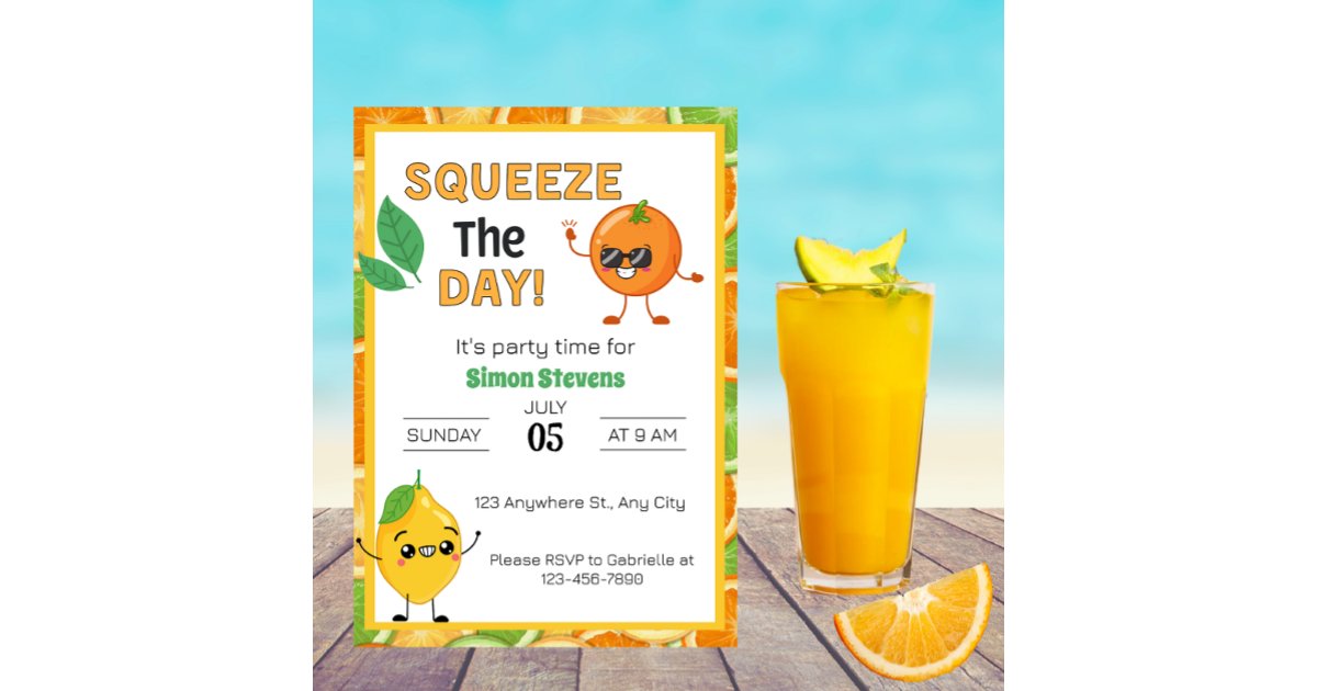 Squeeze the Day! - Fun Citrus-Themed Party Invitation | Zazzle