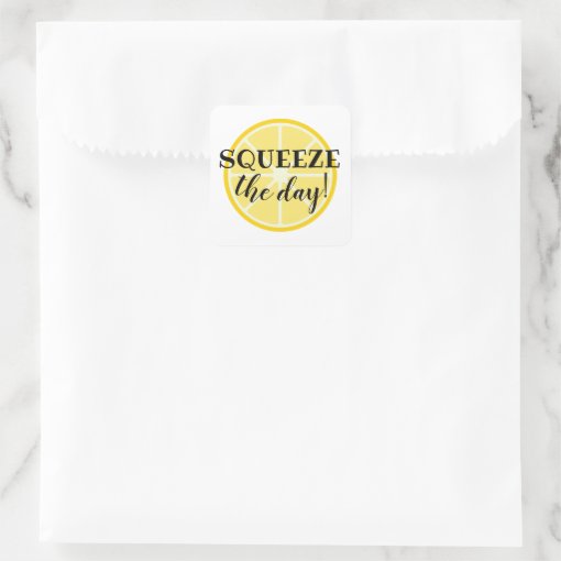 Squeeze the Day! Lemon Themed Square Sticker | Zazzle