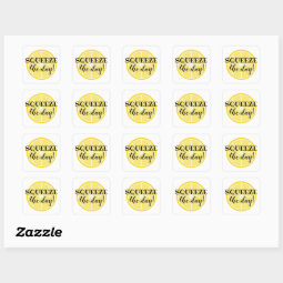 Squeeze the Day! Lemon Themed Square Sticker | Zazzle