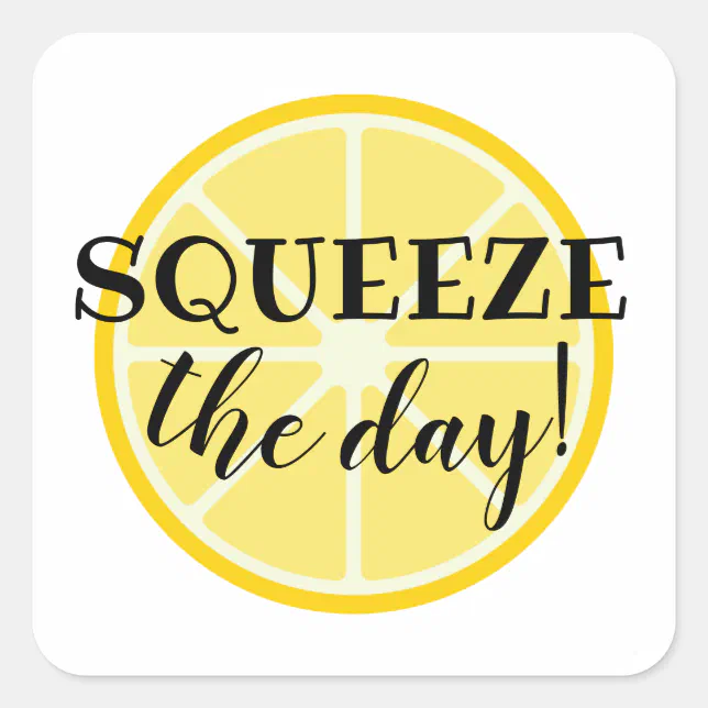 Squeeze the Day! Lemon Themed Square Sticker | Zazzle
