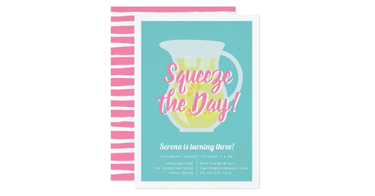 Squeeze the Day Lemonade Birthday Party Invitation | Zazzle.com