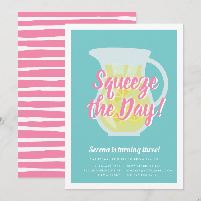 Squeeze the Day Lemonade Birthday Party Invitation | Zazzle.com