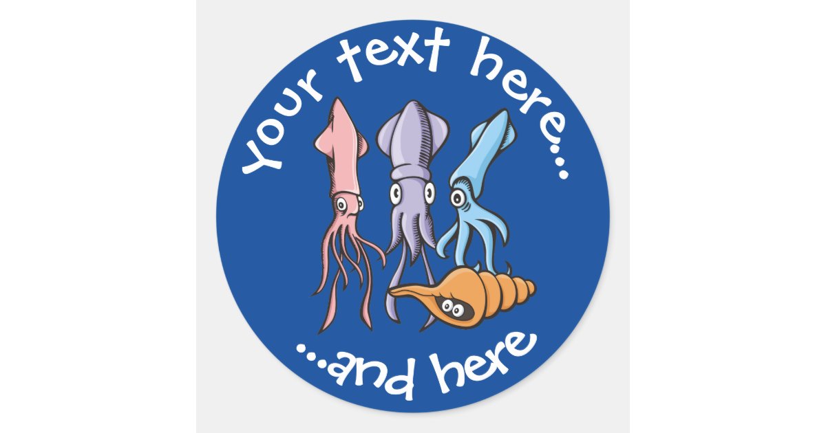 Squid Cartoons Classic Round Sticker | Zazzle
