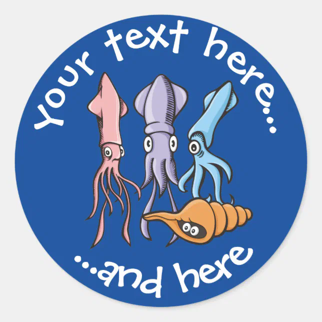 Squid Cartoons Classic Round Sticker | Zazzle