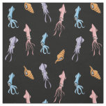 Black Squid Pattern Fabric | Zazzle