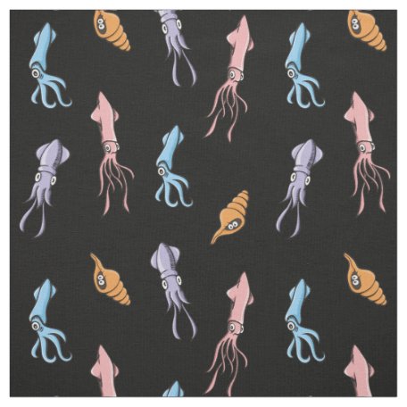 Black Squid Pattern Fabric | Zazzle
