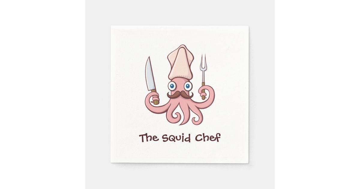 Squid Chef Cartoon Napkins | Zazzle
