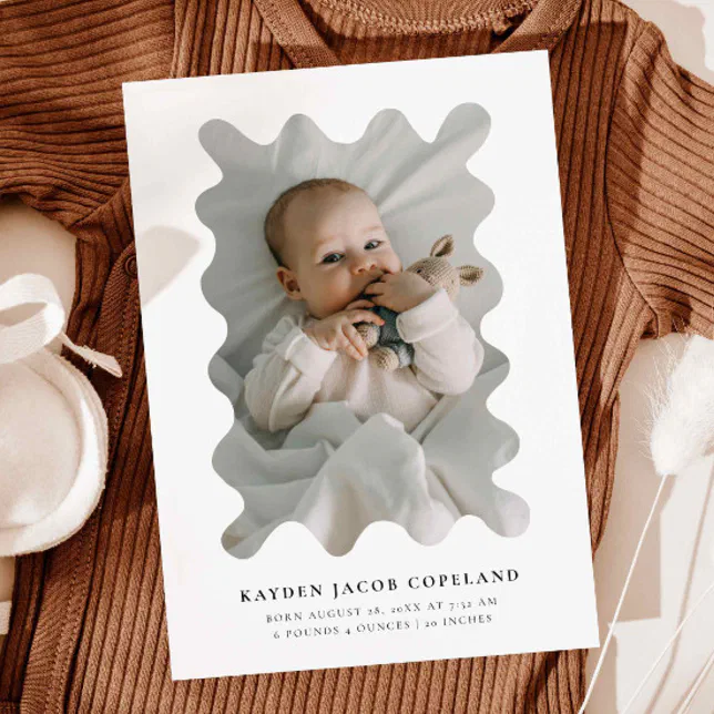 Squiggly Frame Birth Announcement Photo | Zazzle
