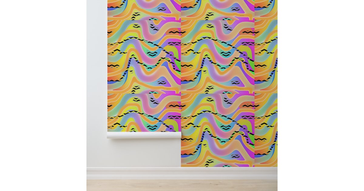 Squiggly Rainbow Wallpaper | Zazzle