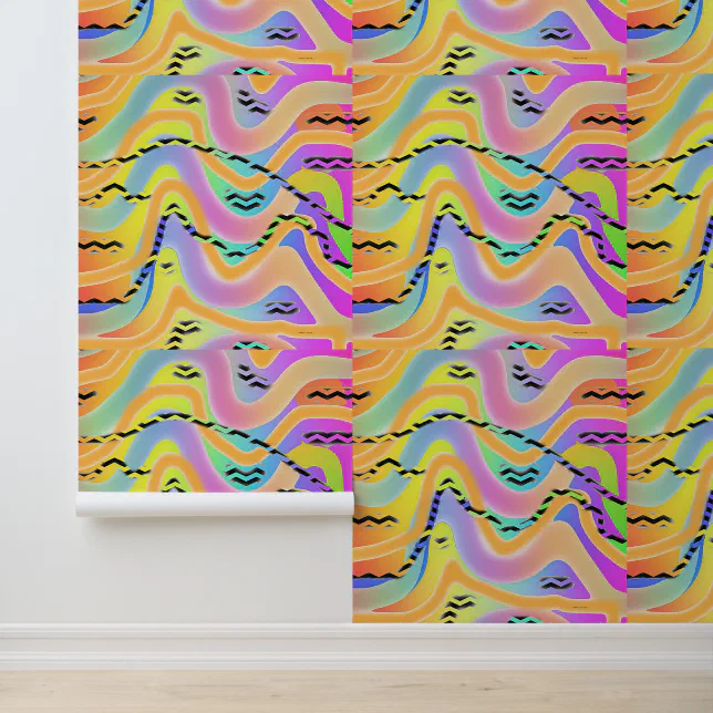 Squiggly Rainbow Wallpaper | Zazzle