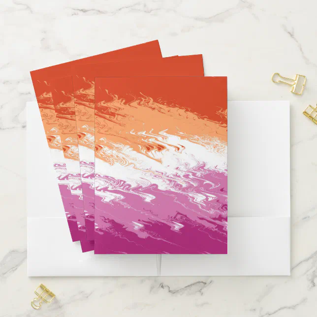 Squiggly Trippy Groovy Abstract Lesbian Pride Flag Pocket Folder | Zazzle
