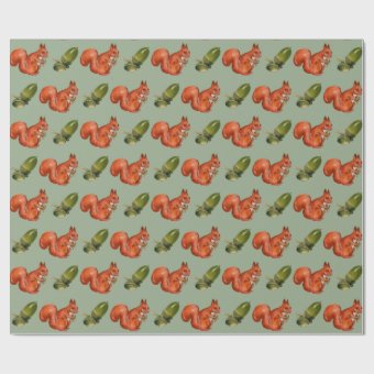 Squirrel and Acorn Wrapping Paper | Zazzle
