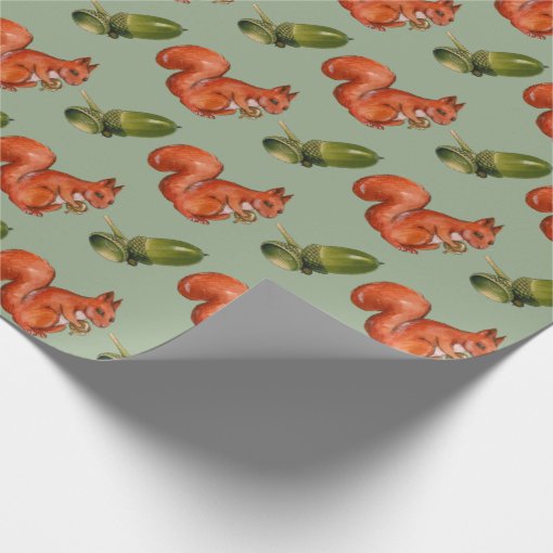 Squirrel and Acorn Wrapping Paper | Zazzle