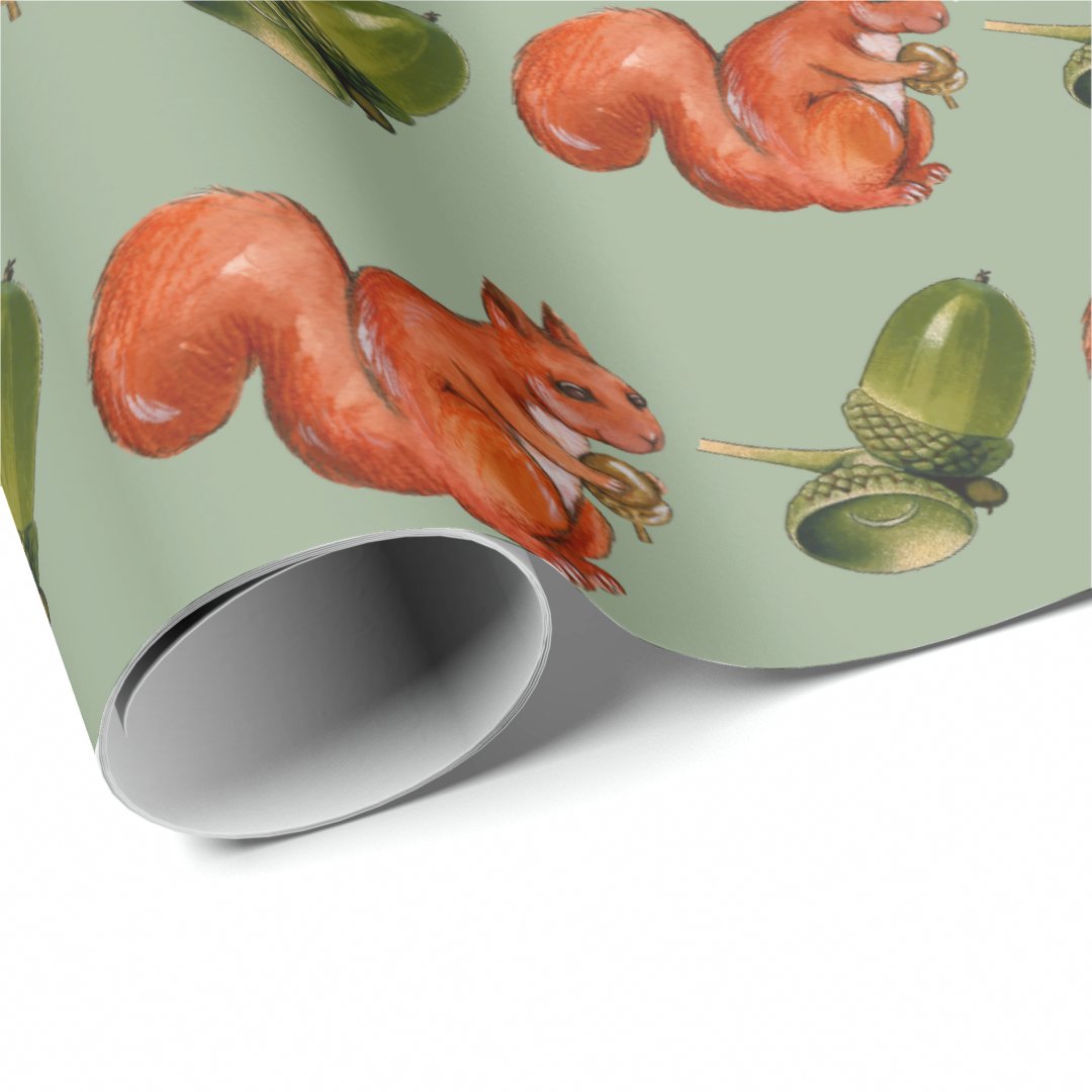 Squirrel and Acorn Wrapping Paper | Zazzle