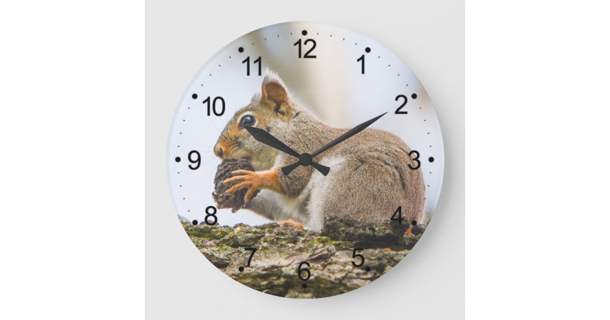 Squirrel Animals Woodland Nature Large Clock | Zazzle