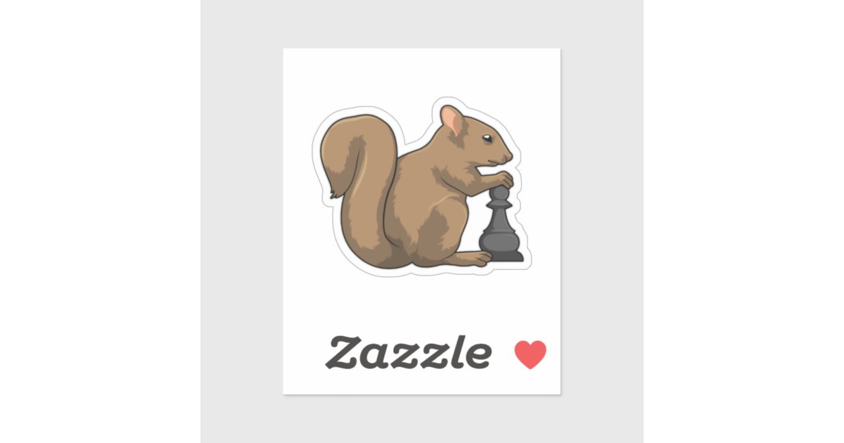 Squirrel at Chess with Chess piece Bishop Sticker | Zazzle