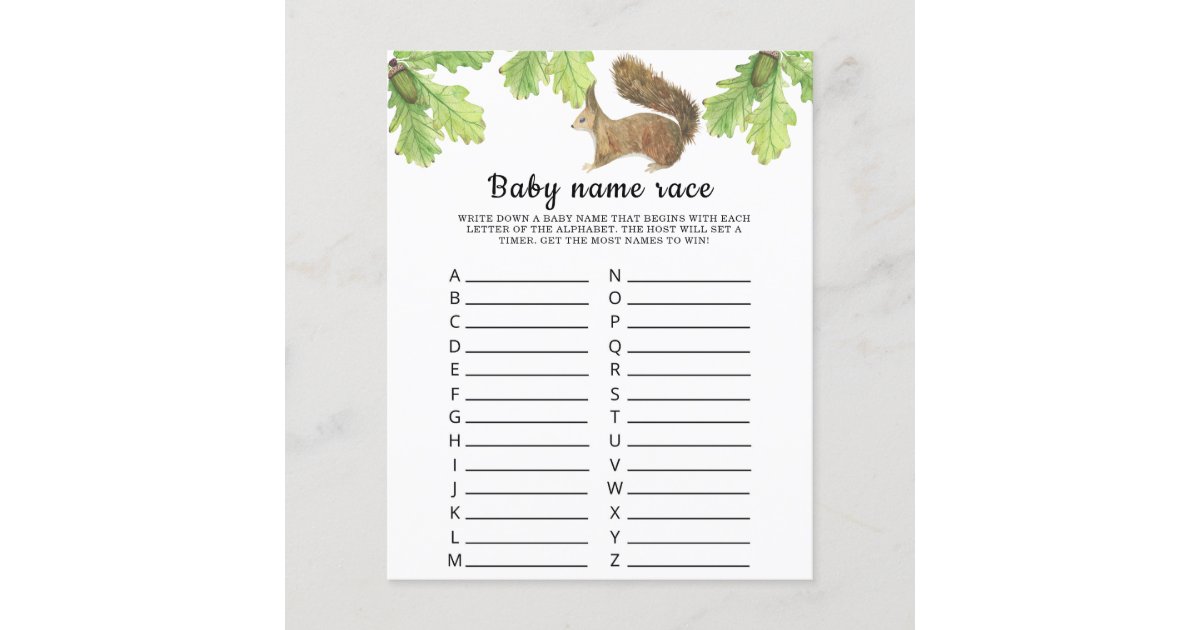 Squirrel - Baby name race game | Zazzle