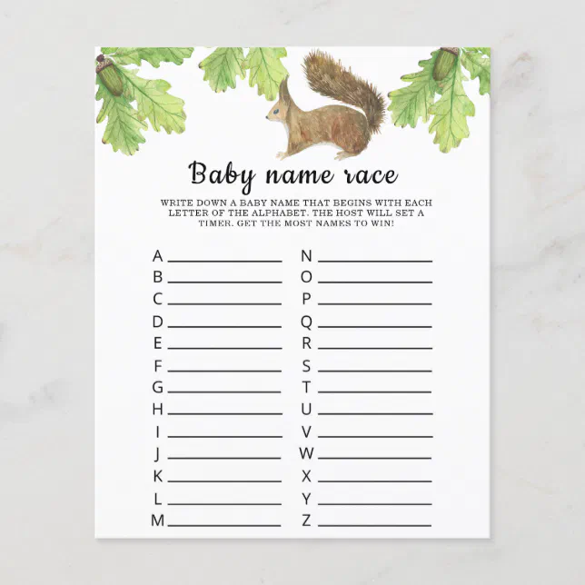 Squirrel - Baby name race game | Zazzle
