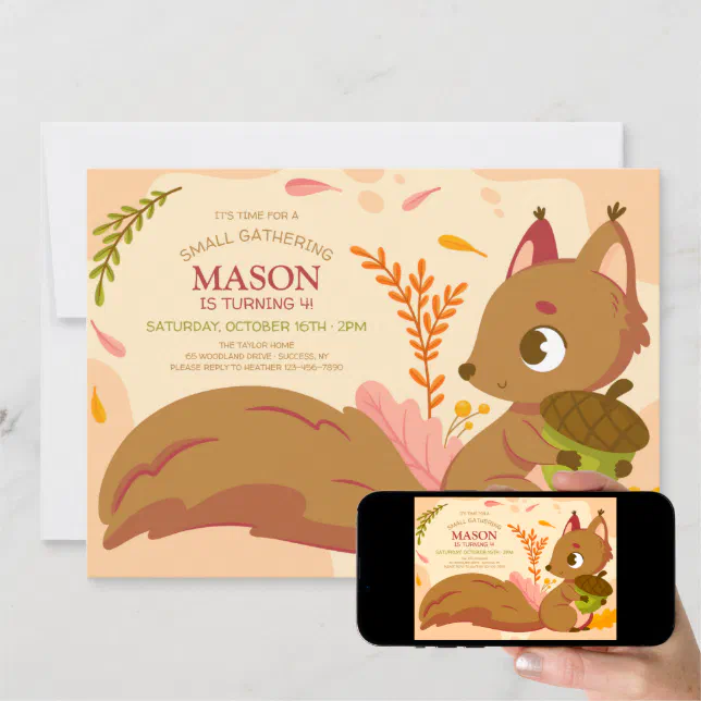 Squirrel Birthday Party Invitation | Zazzle