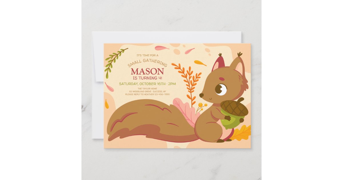 Squirrel Birthday Party Invitation | Zazzle