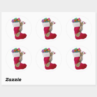 Squirrel Christmas Stocking Sticker | Zazzle