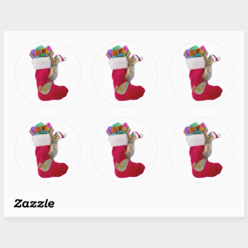 Squirrel Christmas Stocking Sticker | Zazzle