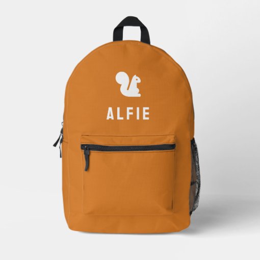 Squirrel Cute Modern Minimalist Orange Printed Backpack | Zazzle