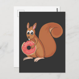 Squirrel Donut Funny Doughnut Rodent Animal Postcard | Zazzle