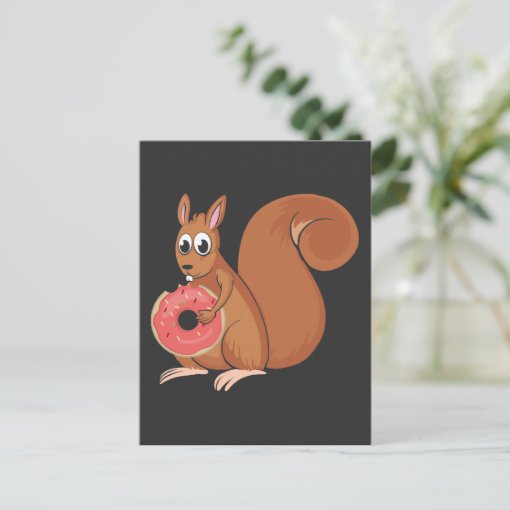 Squirrel Donut Funny Doughnut Rodent Animal Postcard | Zazzle