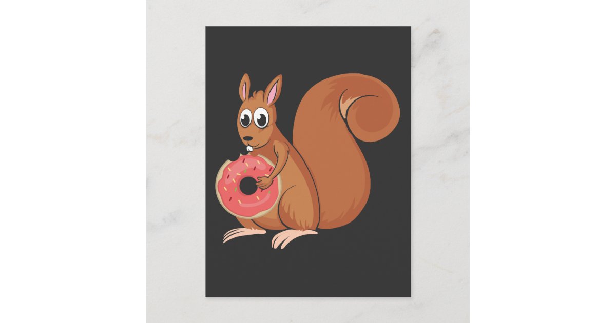 Squirrel Donut Funny Doughnut Rodent Animal Postcard | Zazzle
