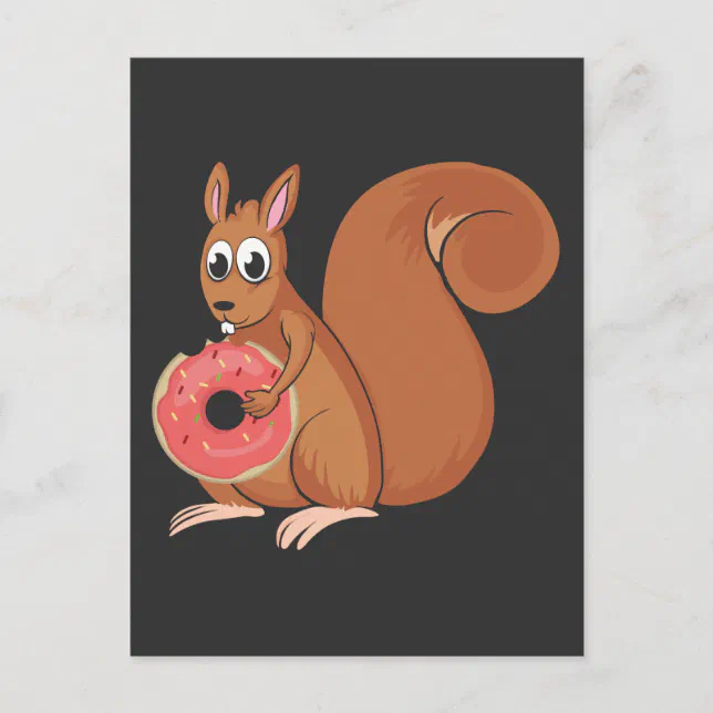 Squirrel Donut Funny Doughnut Rodent Animal Postcard | Zazzle