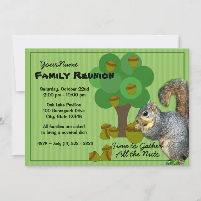 Squirrel Family Reunion Invitation | Zazzle