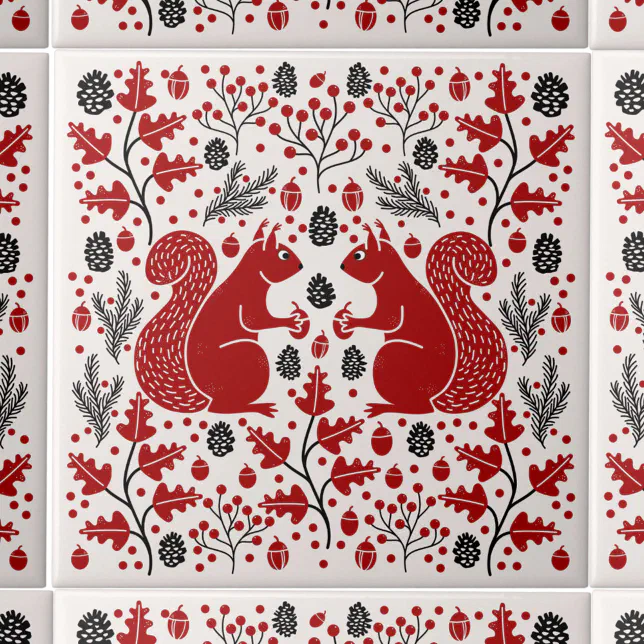 Squirrel Forest Woodland Ceramic Tile | Zazzle