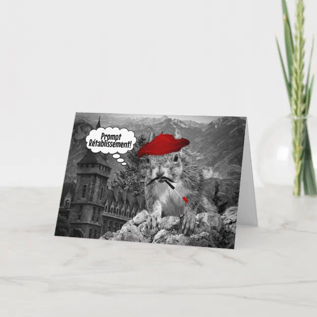 Squirrel French Artist Get Well Card | Zazzle