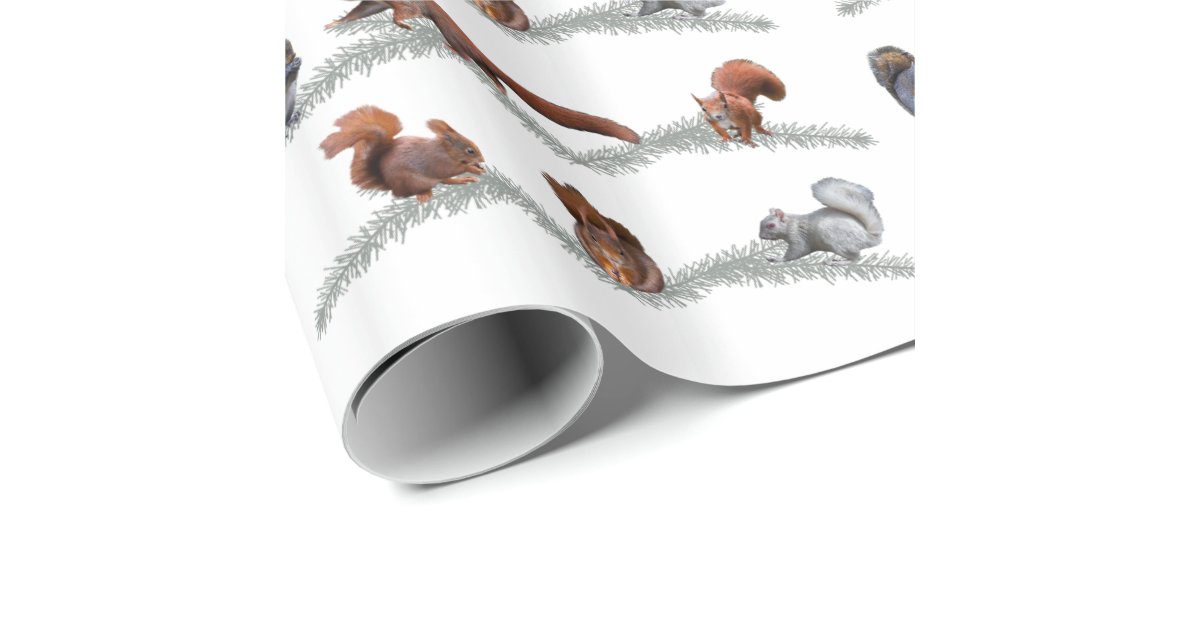 Squirrel Frenzy Wrapping Paper (choose colour) | Zazzle
