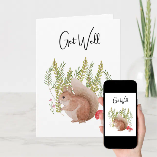 Squirrel Get Well Greeting Card Blank Inside | Zazzle