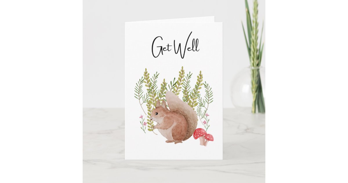 Squirrel Get Well Greeting Card Blank Inside | Zazzle