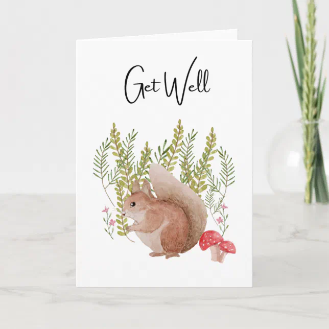 Squirrel Get Well Greeting Card Blank Inside | Zazzle