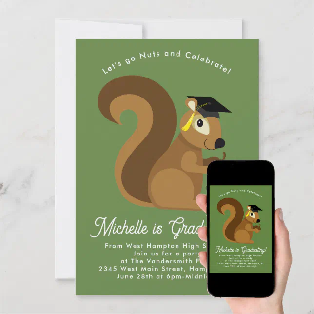 Squirrel Graduation Party Invitation | Zazzle