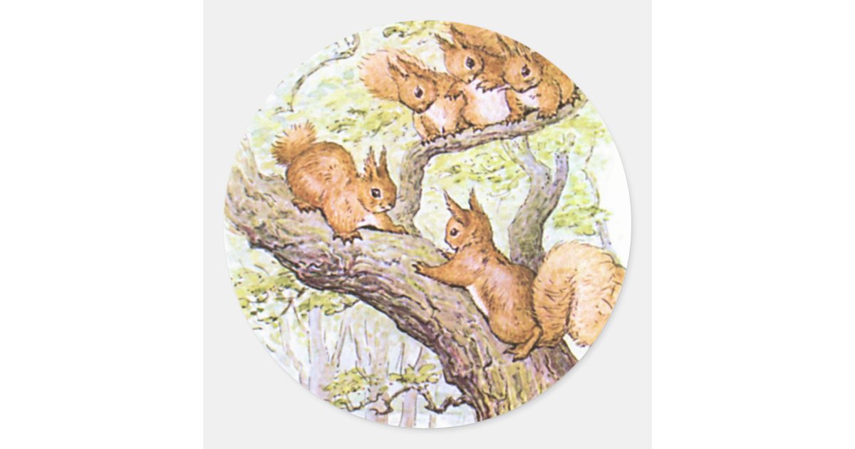 Squirrel Meeting Classic Round Sticker | Zazzle