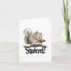 squirrel with acorn and feather hat on card | Zazzle.com