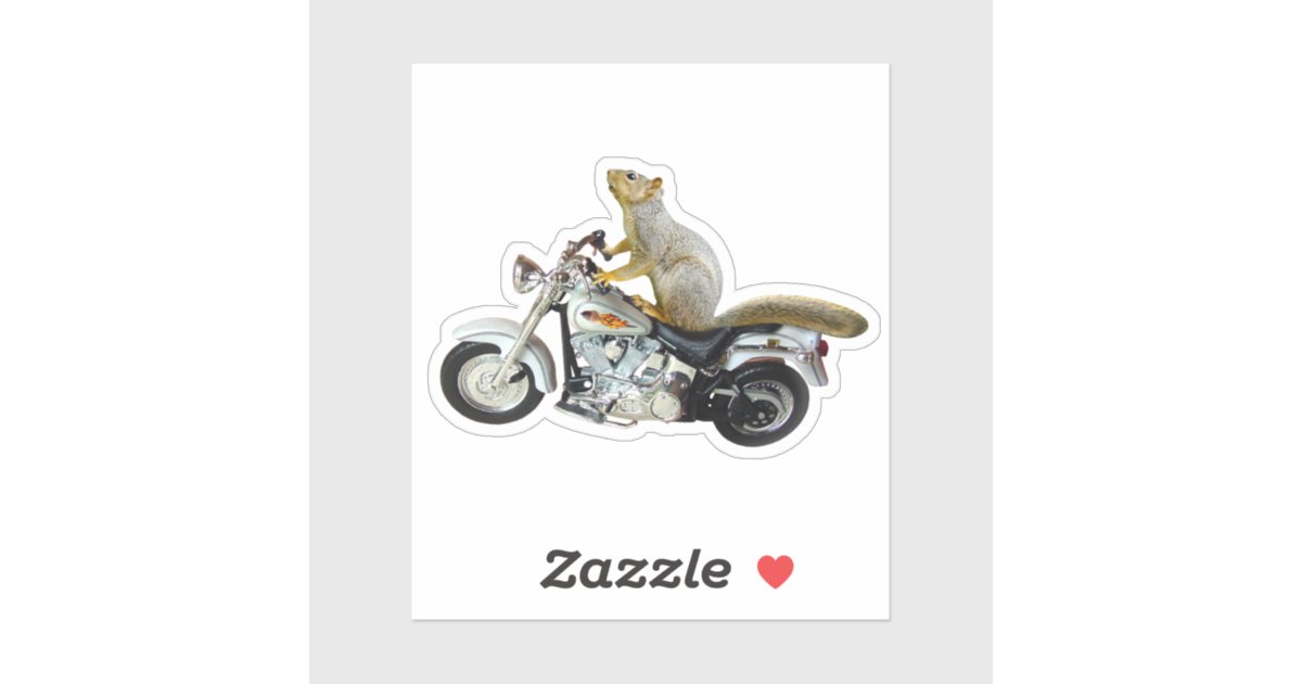 Squirrel on Motorcycle Custom-Cut Vinyl Sticker | Zazzle
