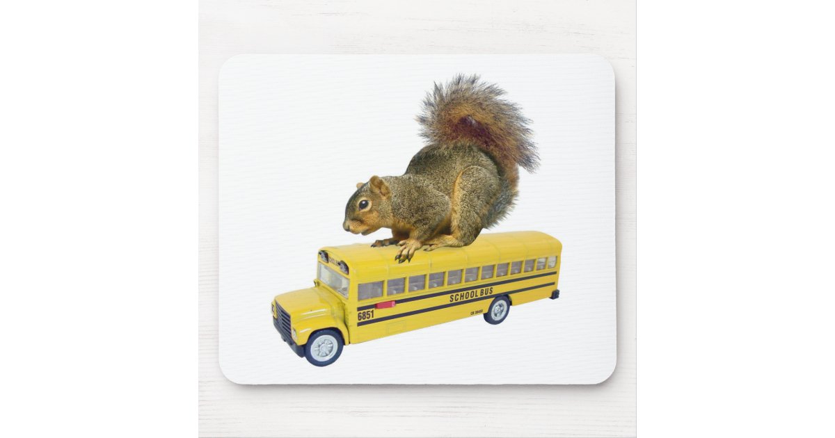 Squirrel on School Bus Mouse Pad | Zazzle