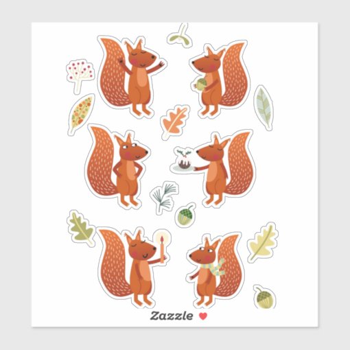 Squirrel Party Cute Sticker | Zazzle