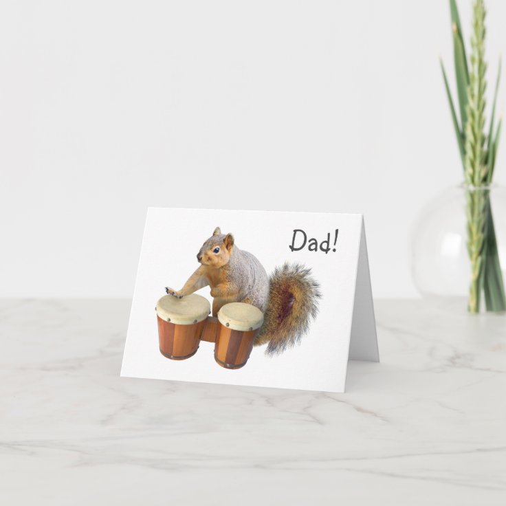 Squirrel Playing Bongo Drums Father's Day Card | Zazzle