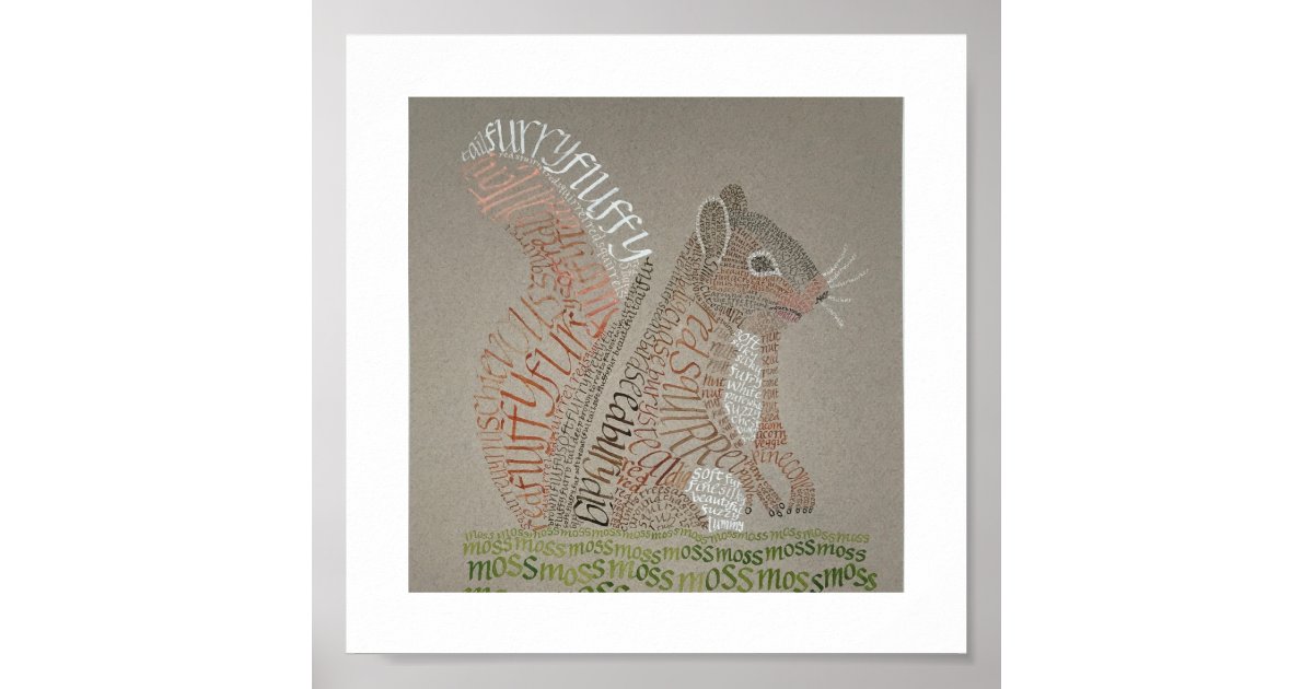 Squirrel Portrait Calligram Poster | Zazzle